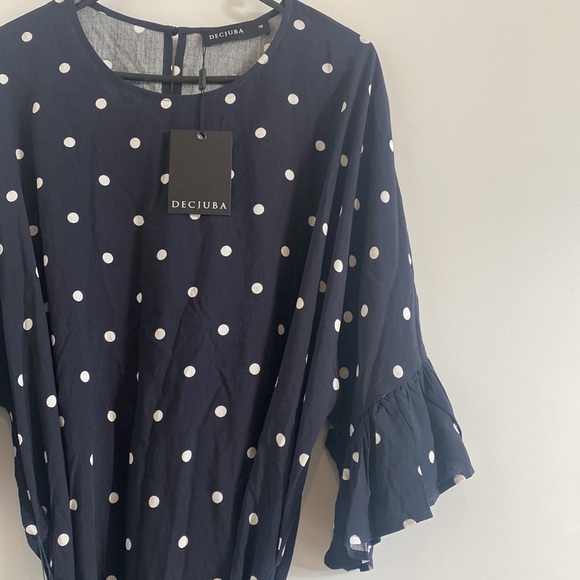 DECJUBA | Dresses | New Decjuba Size 8 Freda Ruffle Sleeve Dress Navy ...